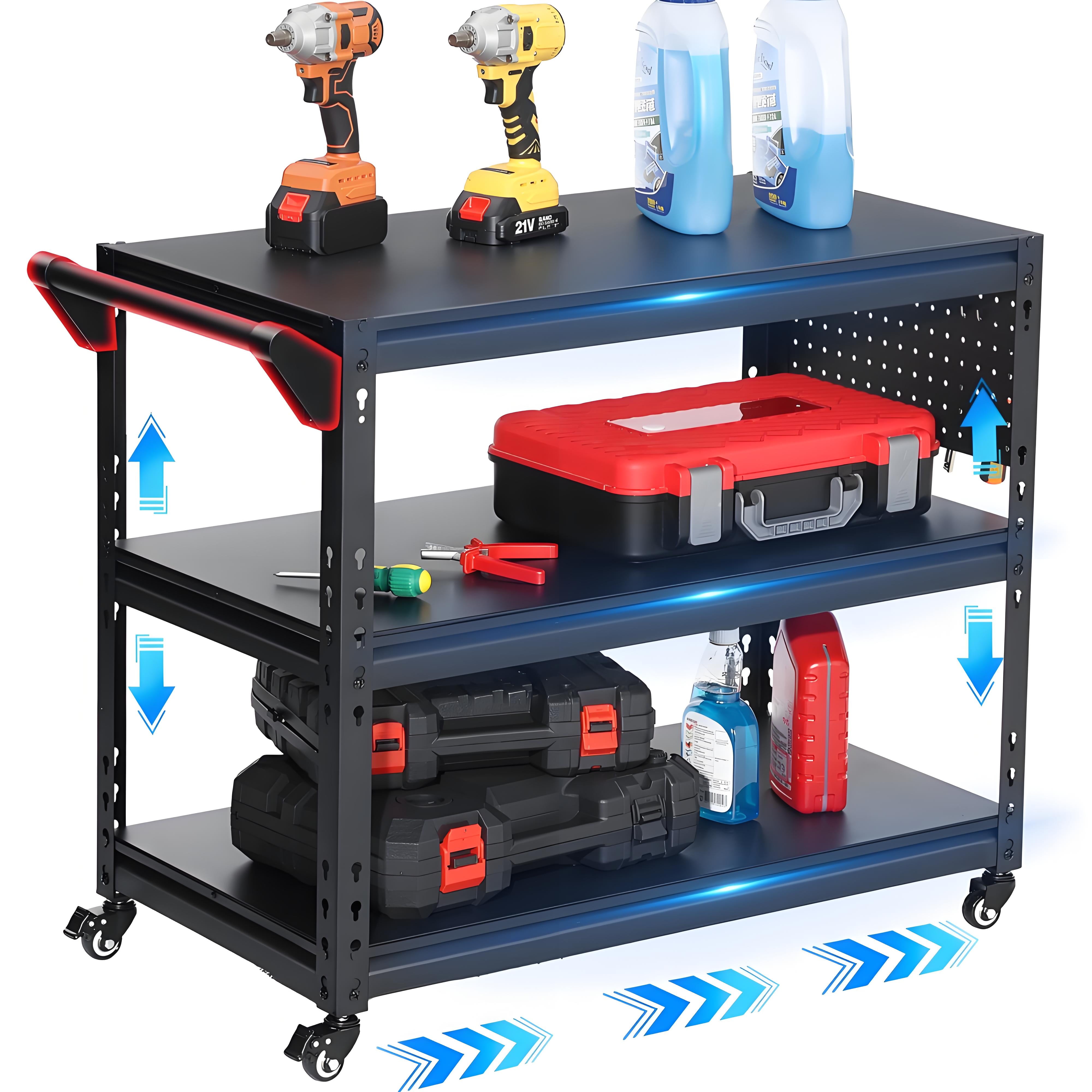 Workbench,Metal Workbench for Garage,Heavy Duty Work Table with Wheels ...