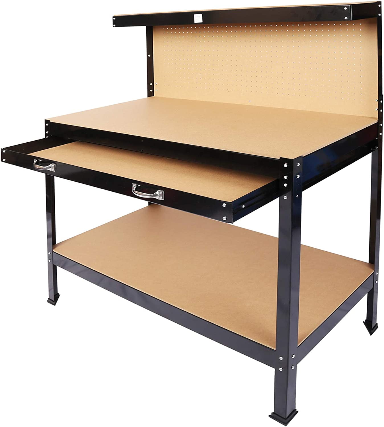 Workbench, Steel Tool Storage Work Bench Workshop Tools Table W/Drawer ...