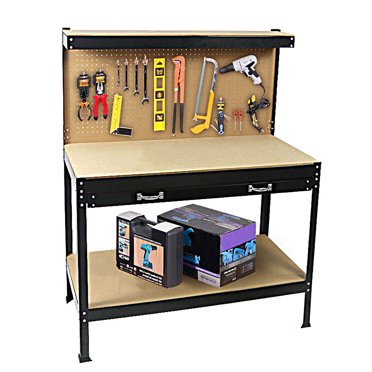 Mcombo Adjustable Workbench with Solid Wood Tabletop for Garage Bench48 ...
