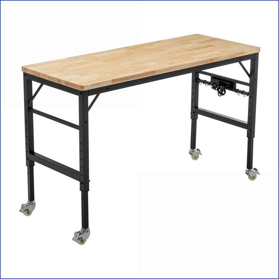 Workbenches 60” Adjustable Heavy Duty with Power Outlets & Wheels, 2000 ...