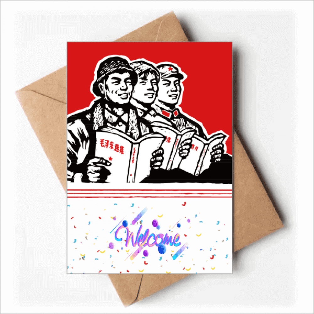 Worker Soldier Star Book Red Welcome Back Greeting Cards Envelopes ...