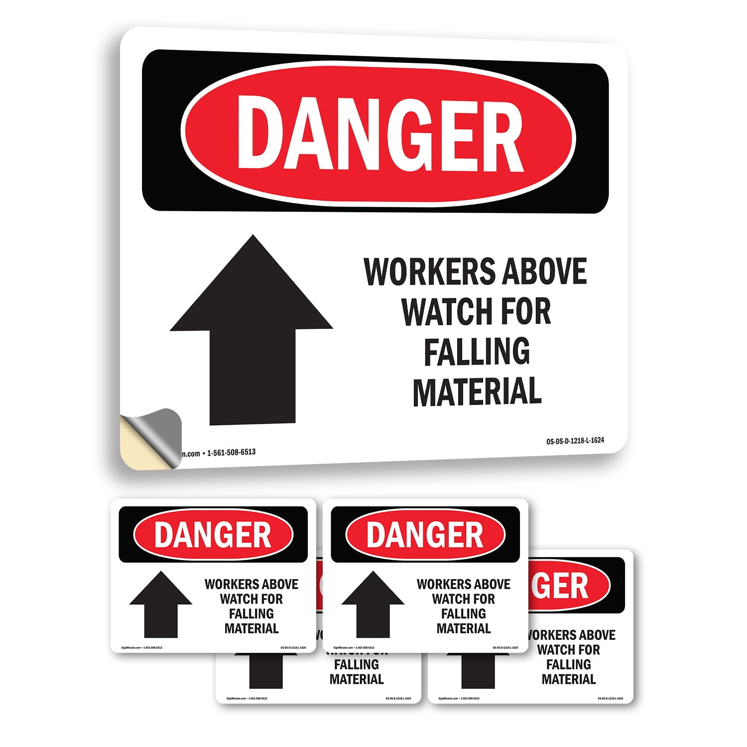 Workers Above Watch For Falling Material OSHA Danger Vinyl Decal Label ...