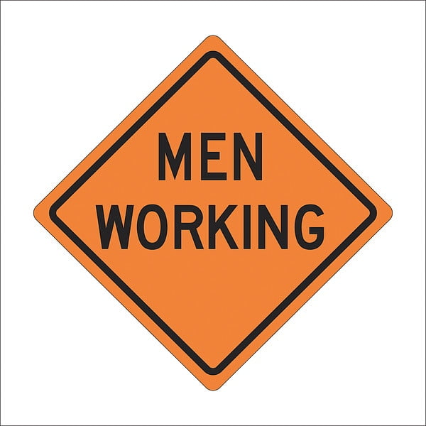 Workers Ahead Traffic Sign, 36 in Height, 36 in Width, Vinyl, Diamond ...