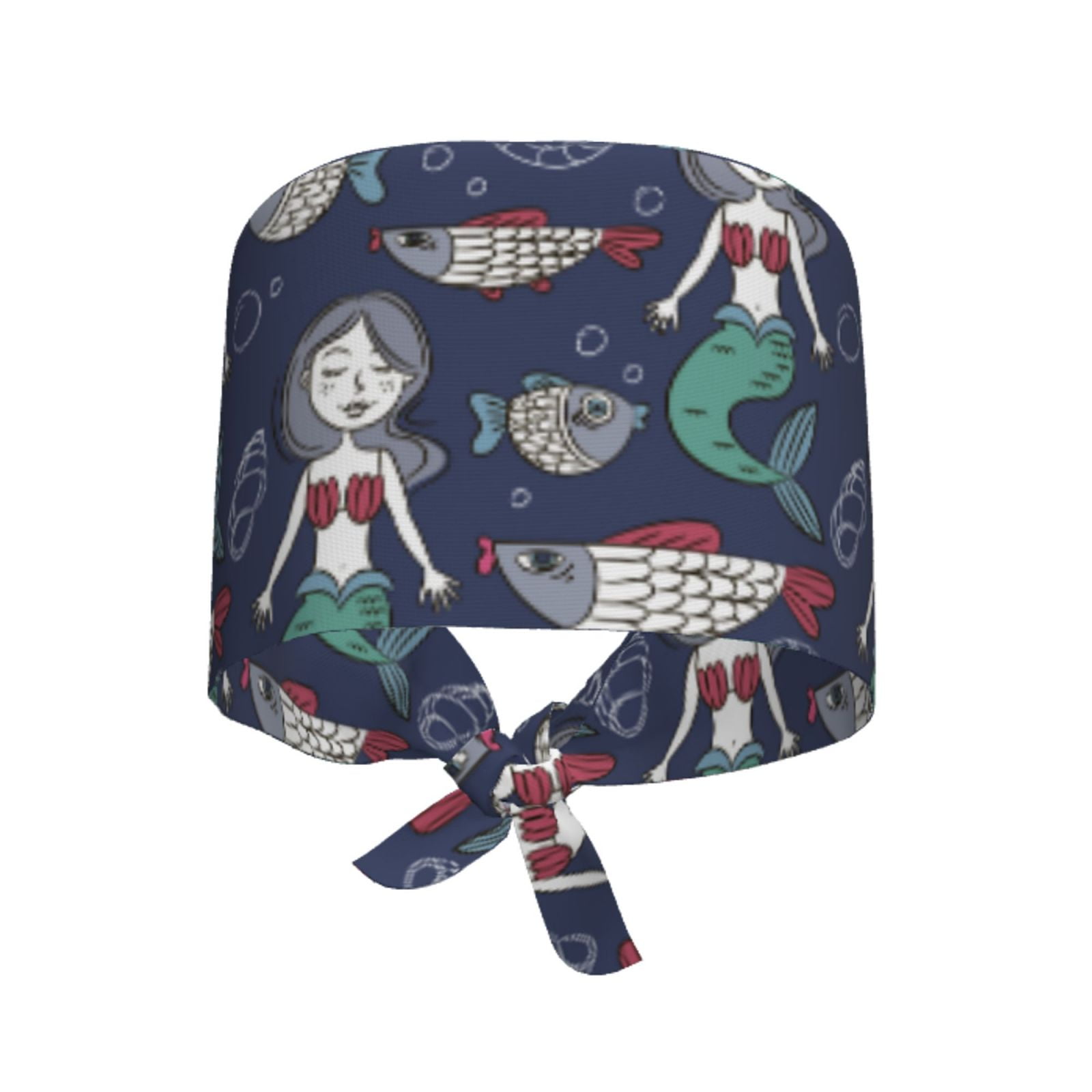 Working Cap Cute Mermaid With Fish Scrub Cap Unisex Surgical Cap Scrub ...