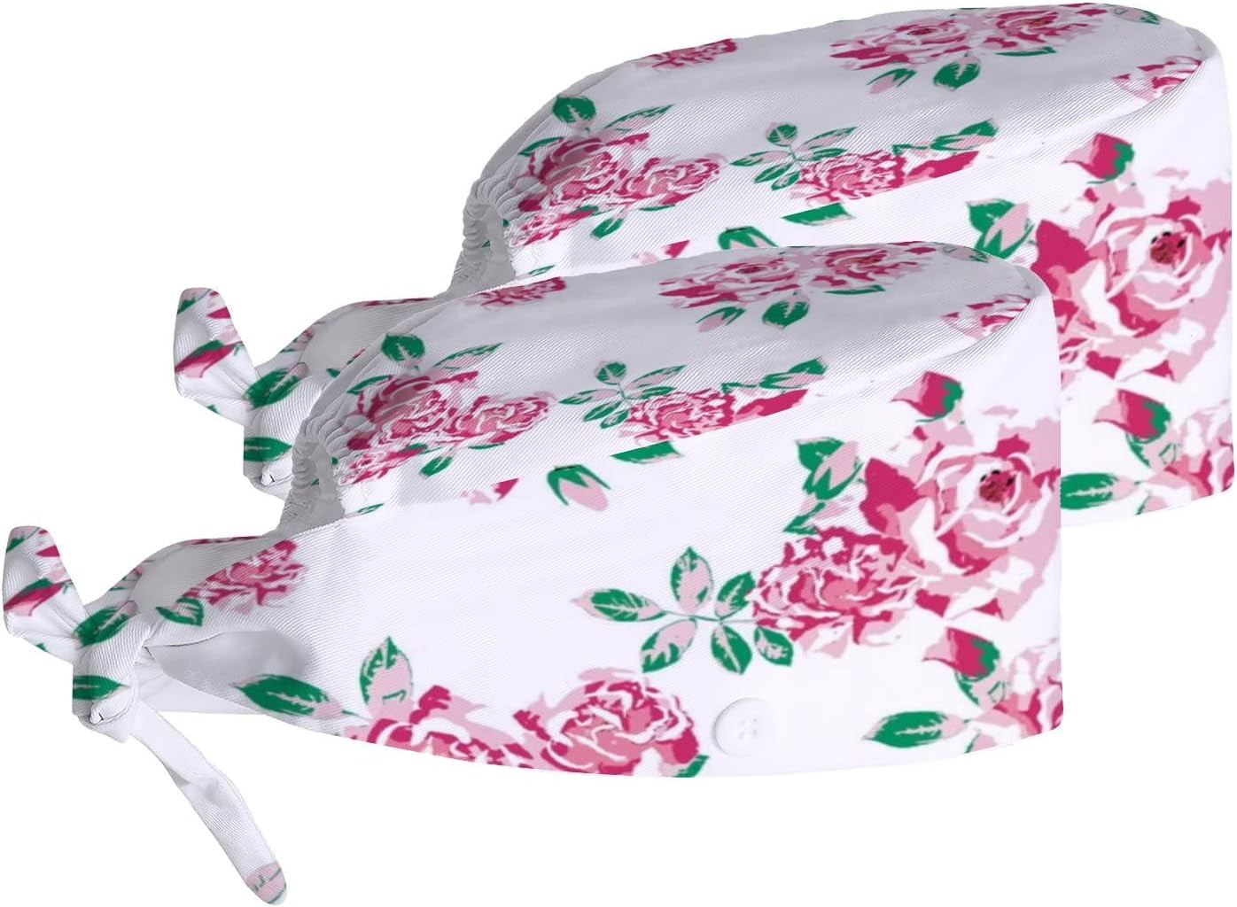 Working Cap Hat Adjustable Tie Flowers Pink Head Wear with Button ...