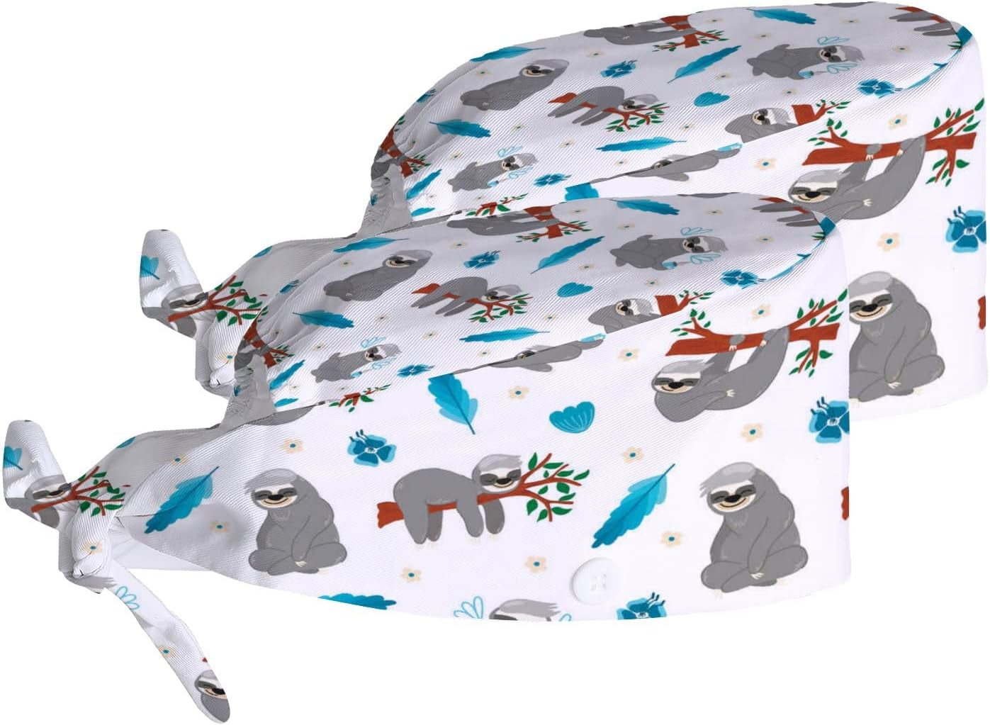 Working Cap with Button Sloth Cartoon Sweatband Adjustable Work Head ...