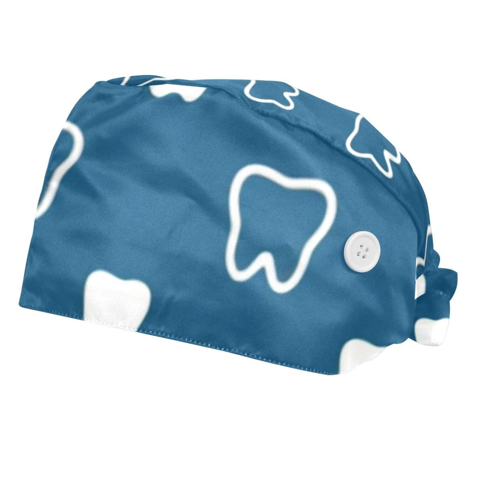 Working Cap with Button for Man & Women, 2 Pcs white teeth on blue ...
