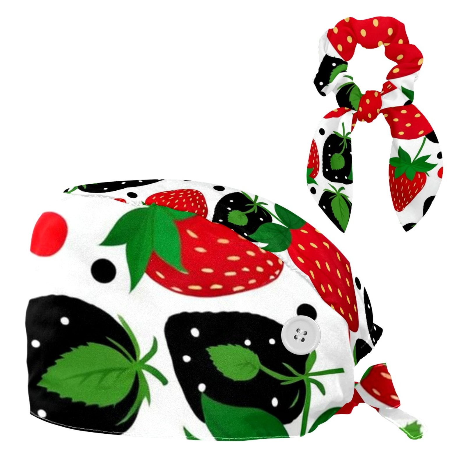 Working Cap with Button for Women Long Hair Adjustable Elastic Tie Back ...