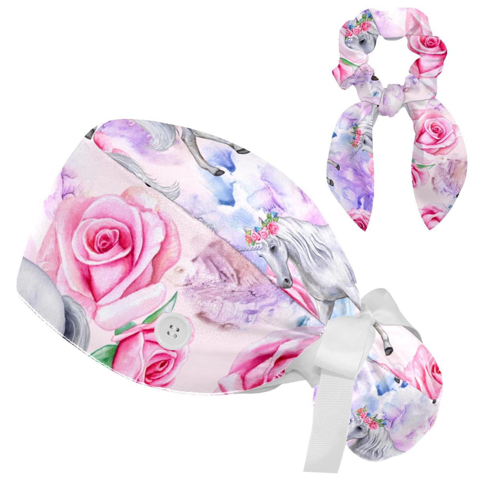 Working Cap with Buttons and Sweatband Scrub Hat Bouffant Caps with ...