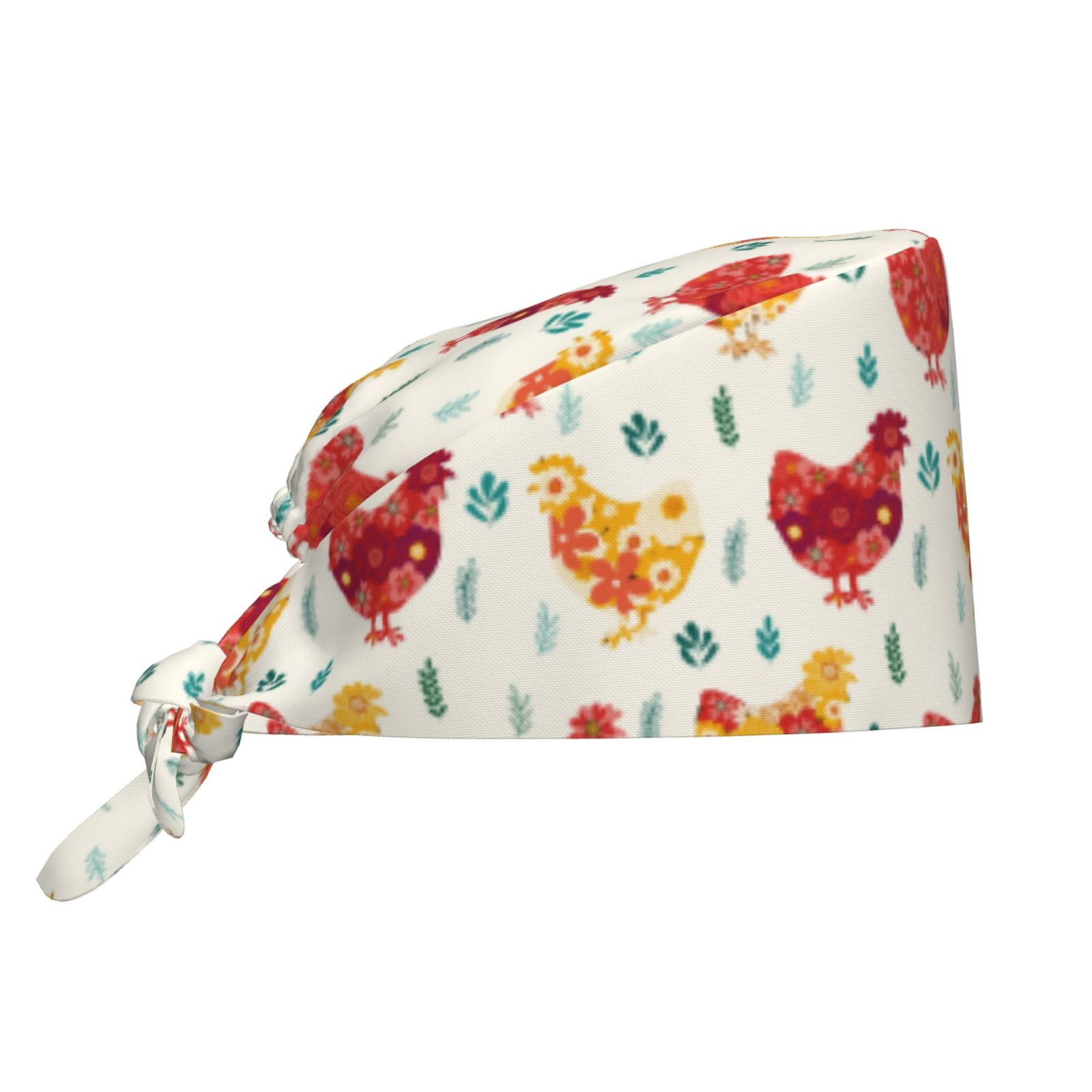 Working Caps, Abstract Flower Print Chicken_A Cleaning Cap with ...