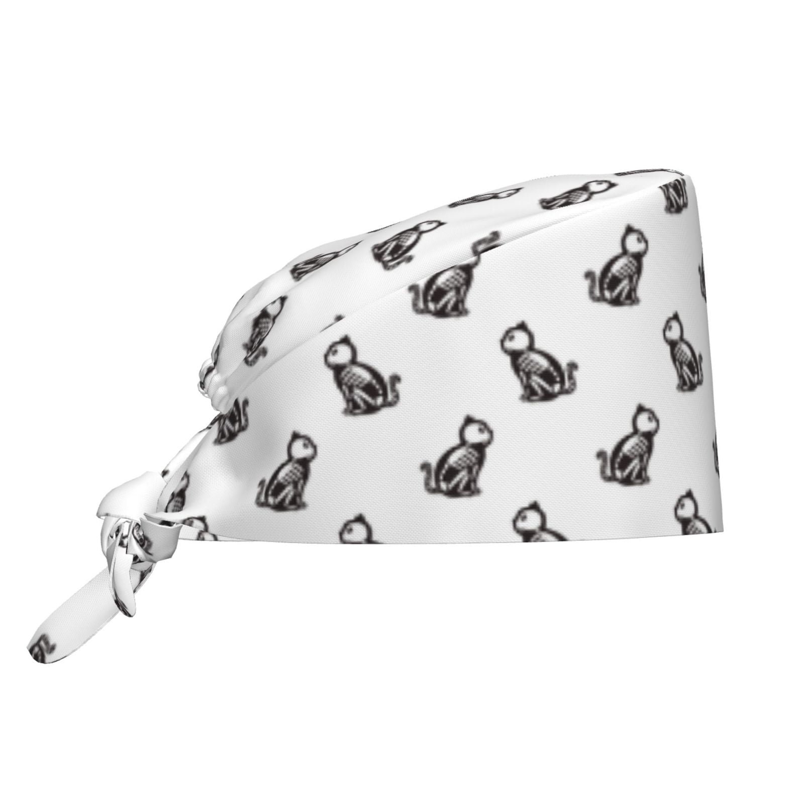 Working Caps, Black White Cartoon Cat Bones Cleaning Cap with ...
