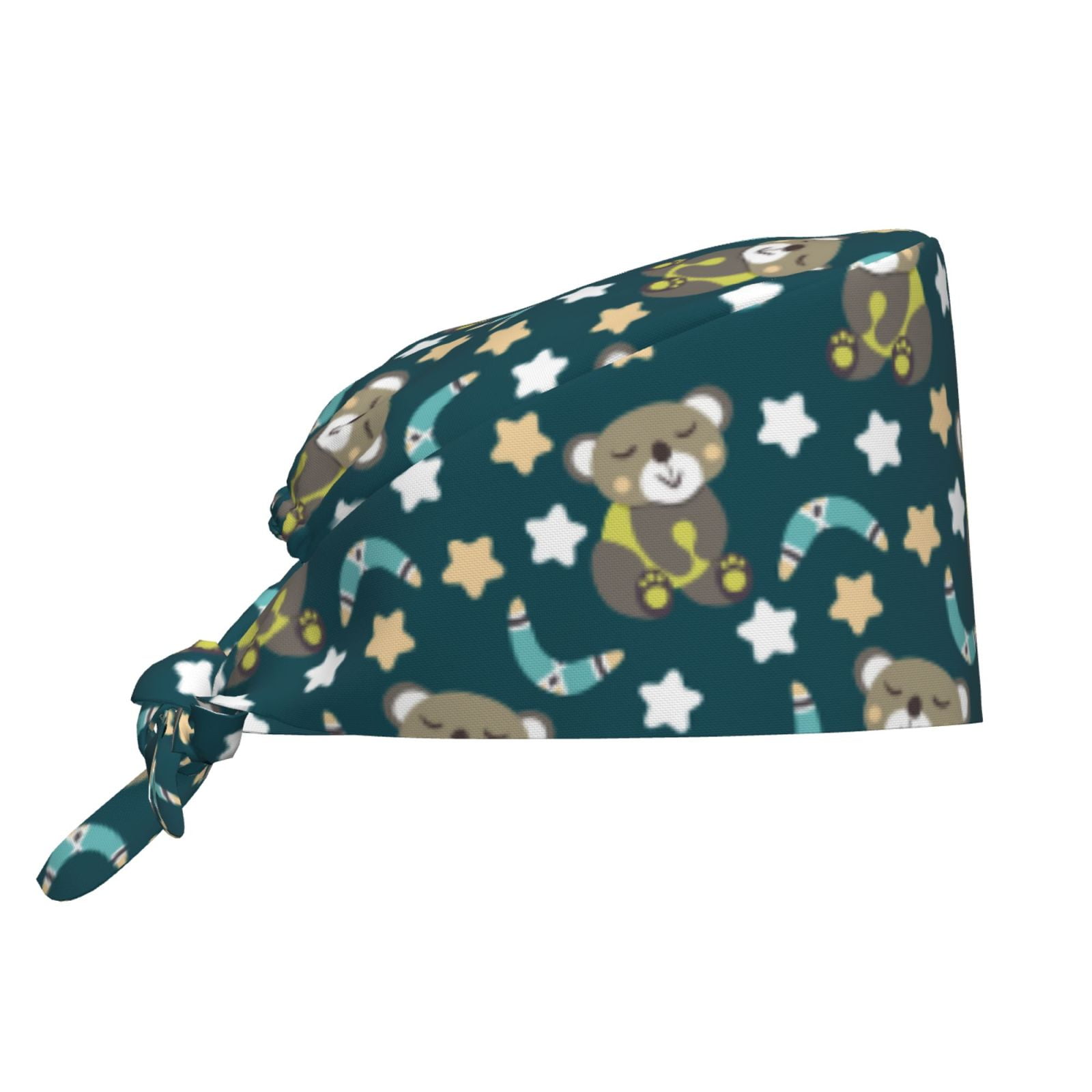 Working Caps, Cute Star Bear Dark Green Cleaning Cap with Adjustable ...