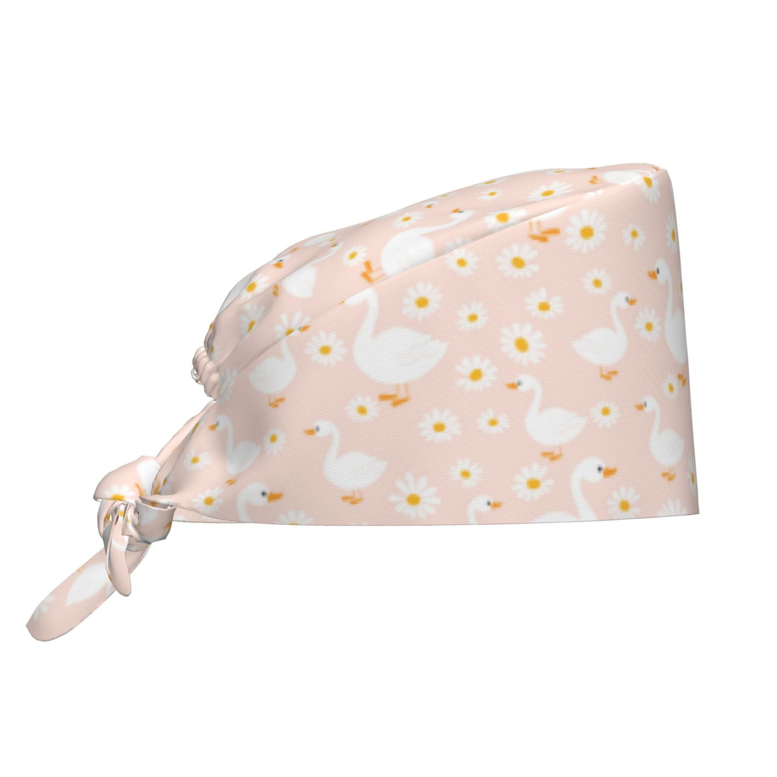 Working Caps, Daisy Cute Duck Pink Cleaning Cap with Adjustable Tie ...