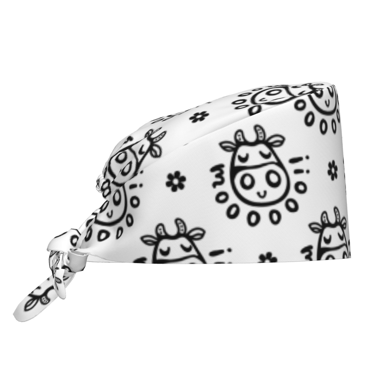 Working Caps, Minimalist Lines Cute Cow Head Cleaning Cap with ...