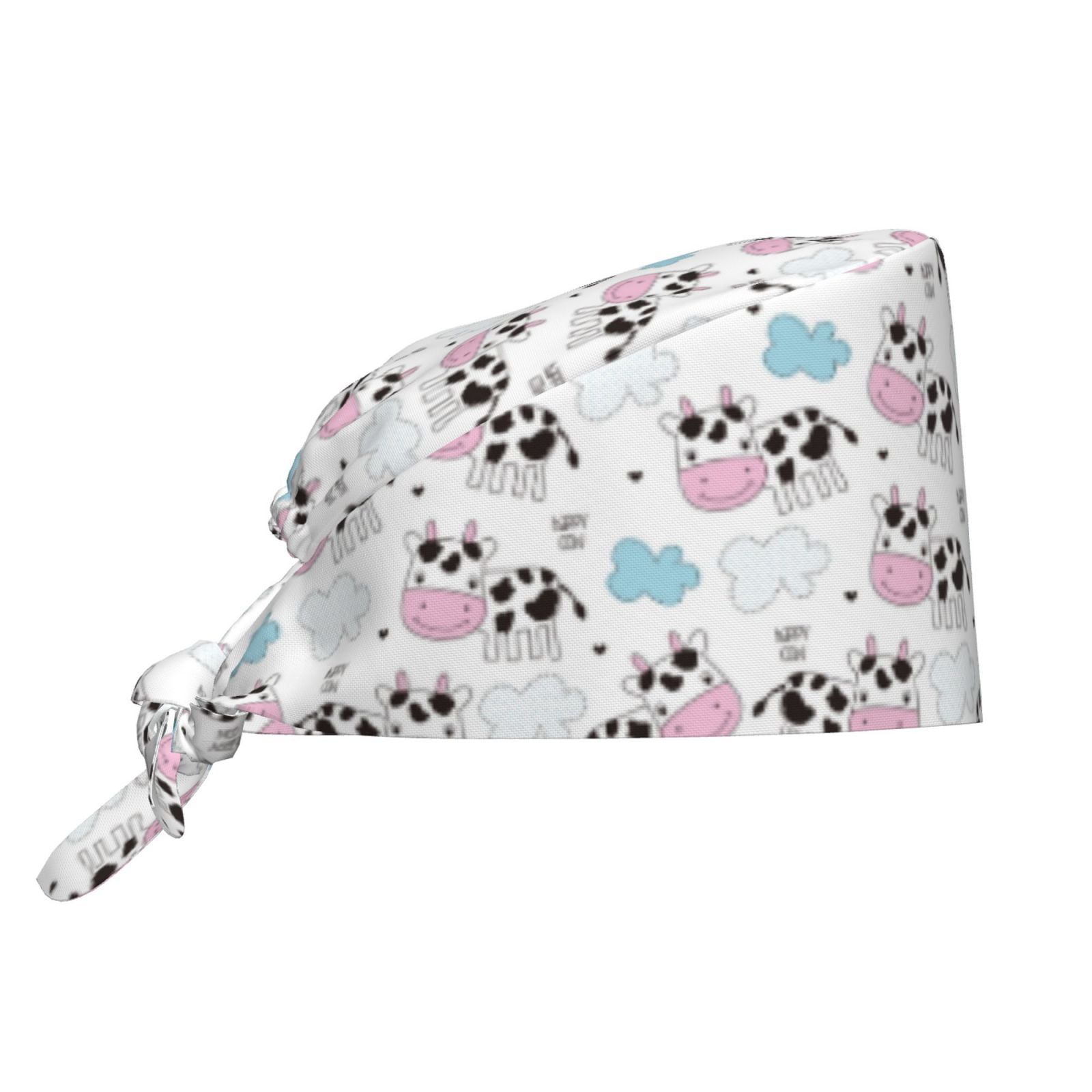 Working Caps, Simple Funny Cute Cow Cleaning Cap with Adjustable Tie ...