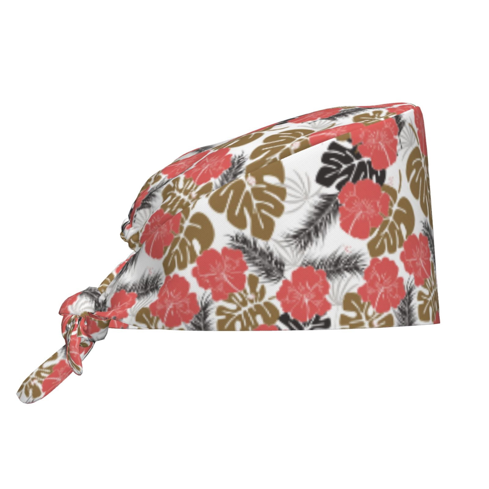 Working Caps, pink Banana leaves Cleaning Cap with Adjustable Tie ...