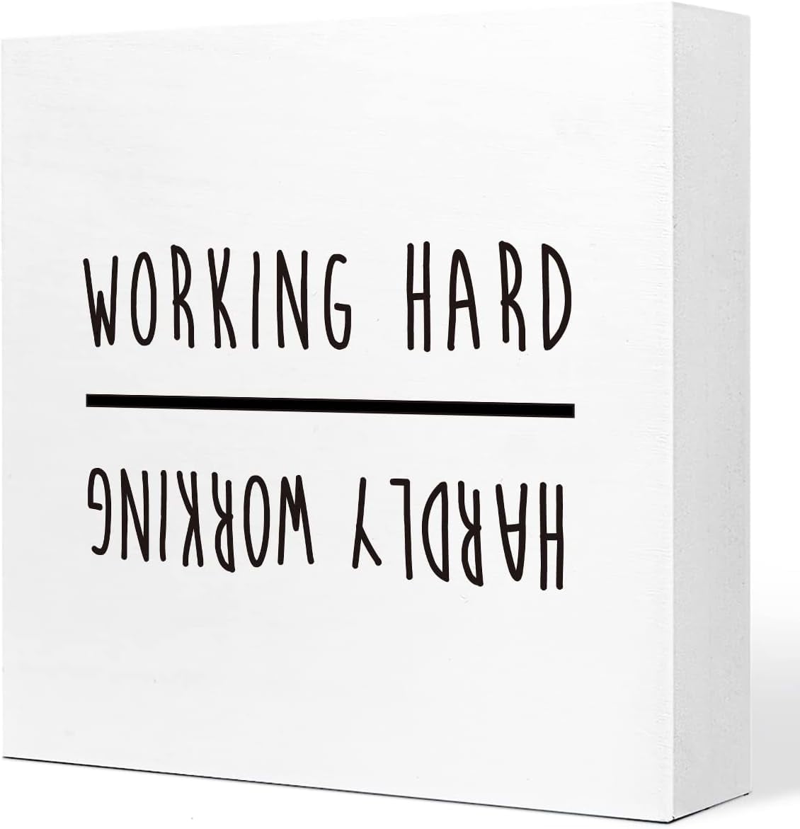Working Hard Wooden Sign Desk Decor,Funny Office Quote Wood Block Sign ...