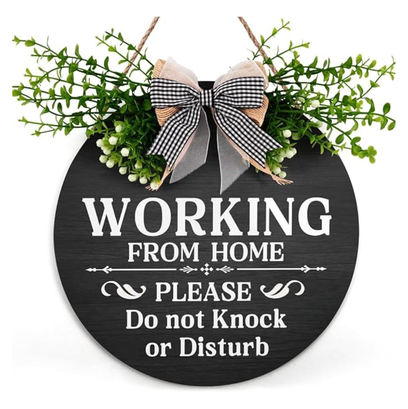 Working From Home Sign for Front Door 12 Inches Wreath Please Do Not ...