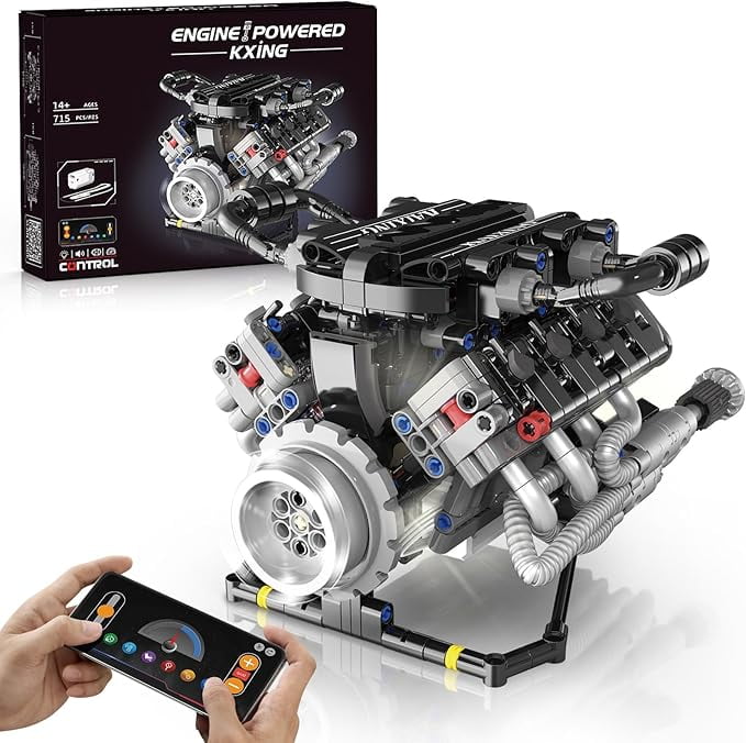 Working V8 Engine Kit: Visible Car Model with Motor, Lights & App ...