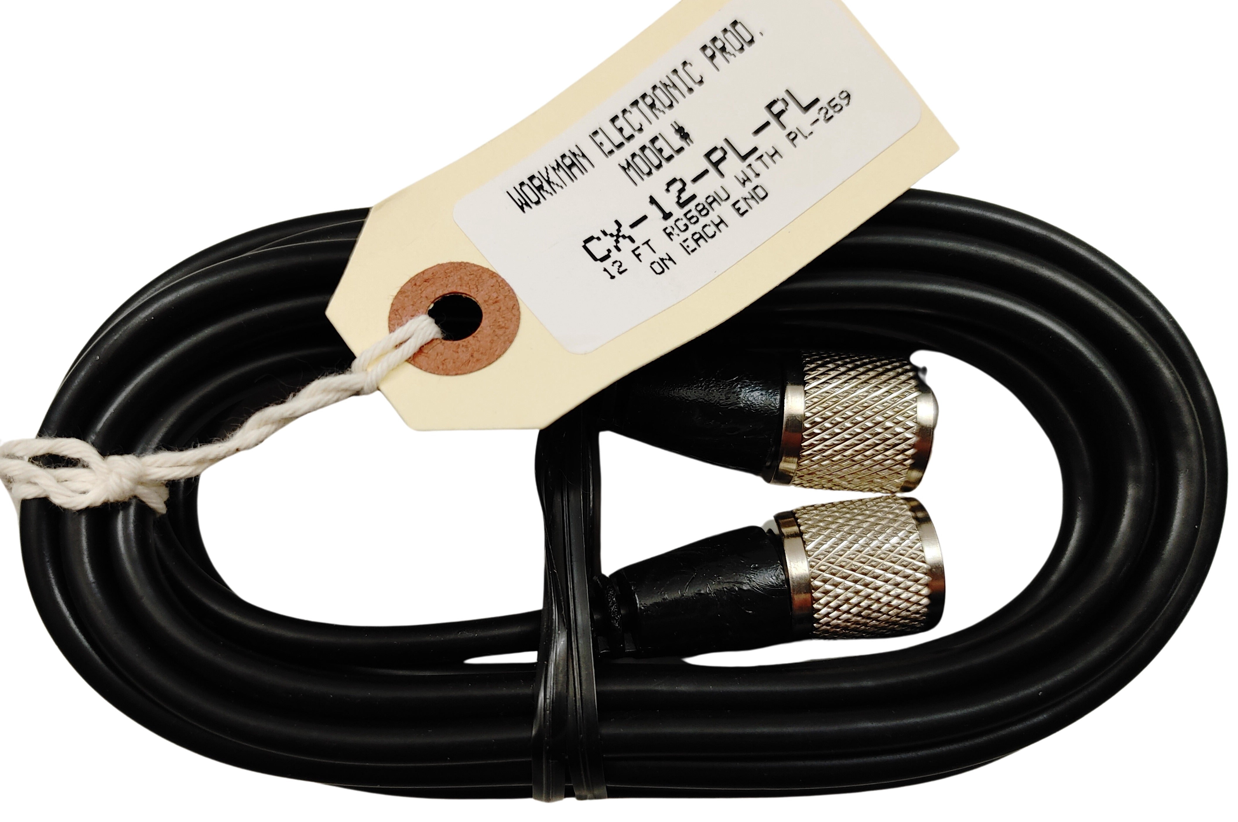 Workman CX-12-PL-PL 12 FT RG58AU CB HAM Radio Antenna Coax Cable w ...