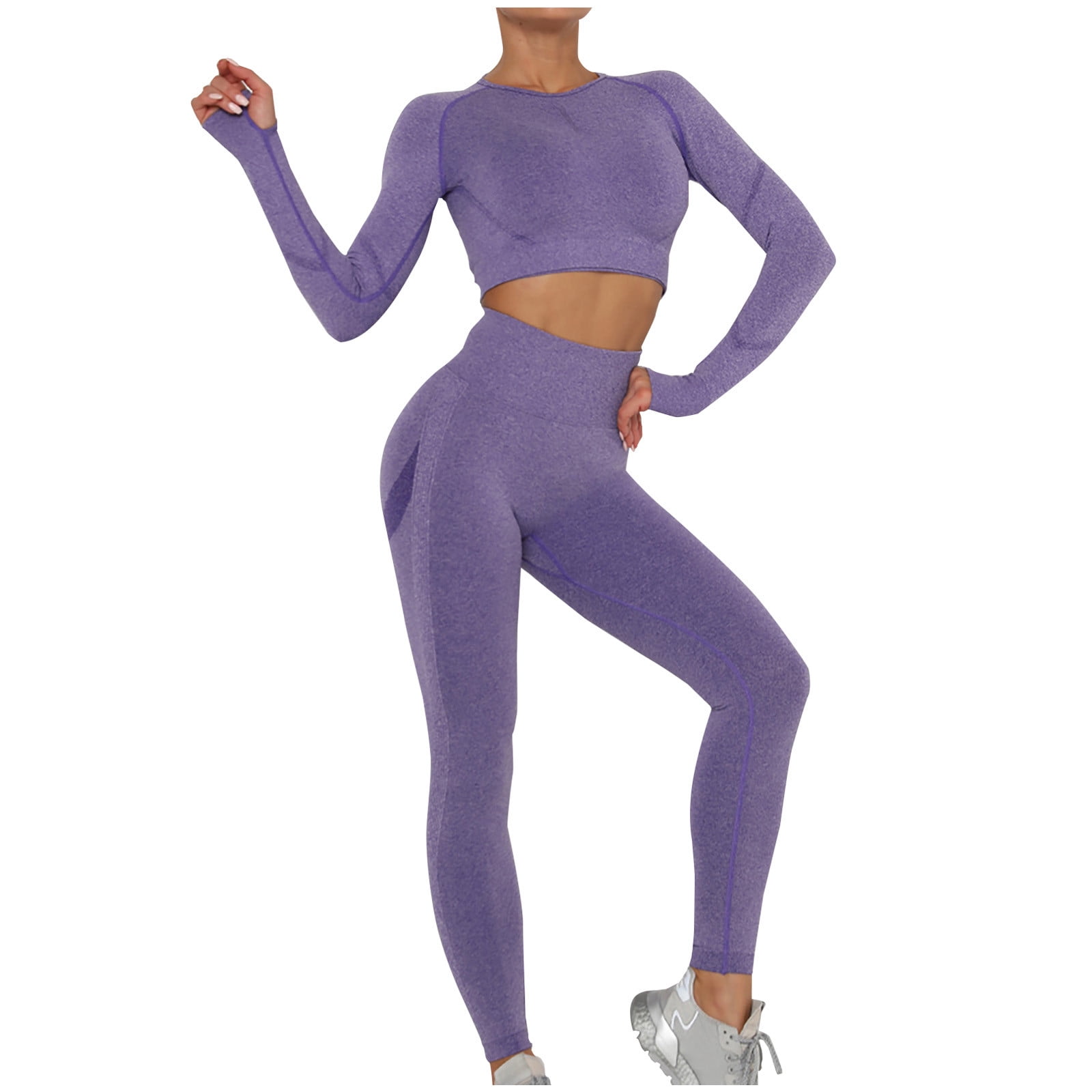 Workout 2 Piece for Women Seamless Outfits High Waist Butt Lifting ...