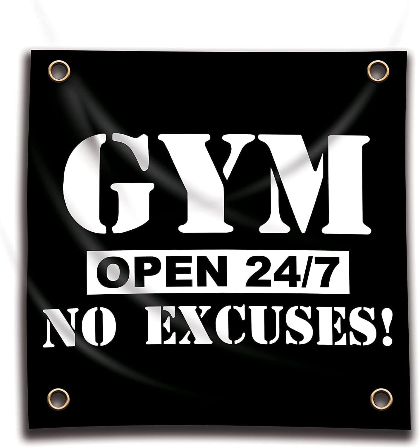Workout Banner GYM Open 24/7 No Excuses Motivational Home Gym 3 FT by 3 ...