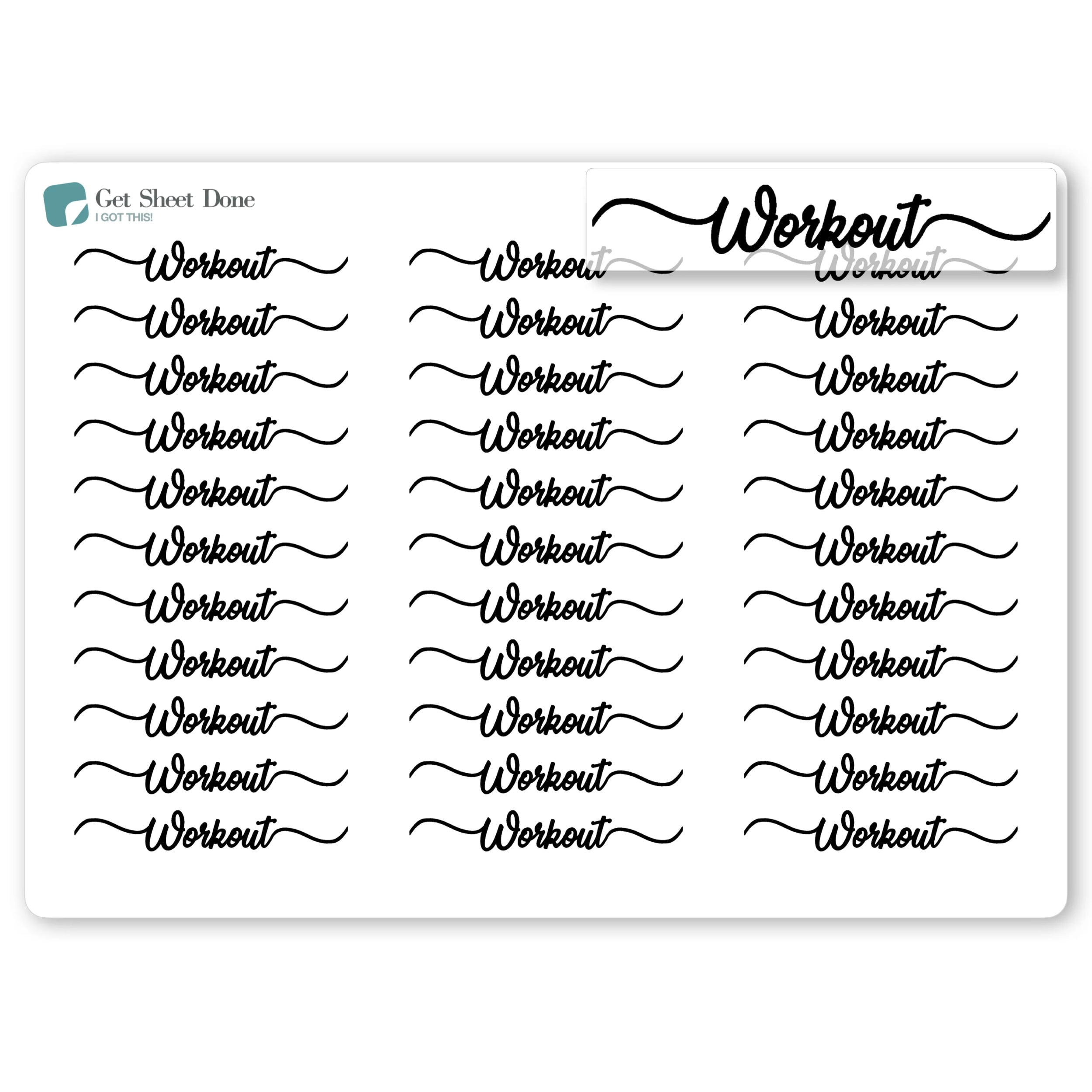 Workout Foiled Script Planner Stickers / Script Text / Health Wellness ...