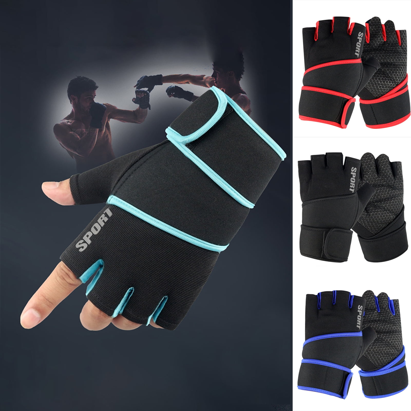 Workout Gloves for Men & Women Anti Slip Fitness Gloves with Wrist Wrap ...