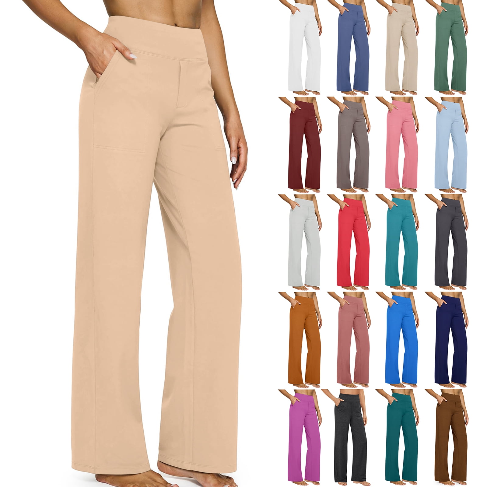 Workout Leggings Womens No Front Seam Straight Leggings High Waist Gym ...