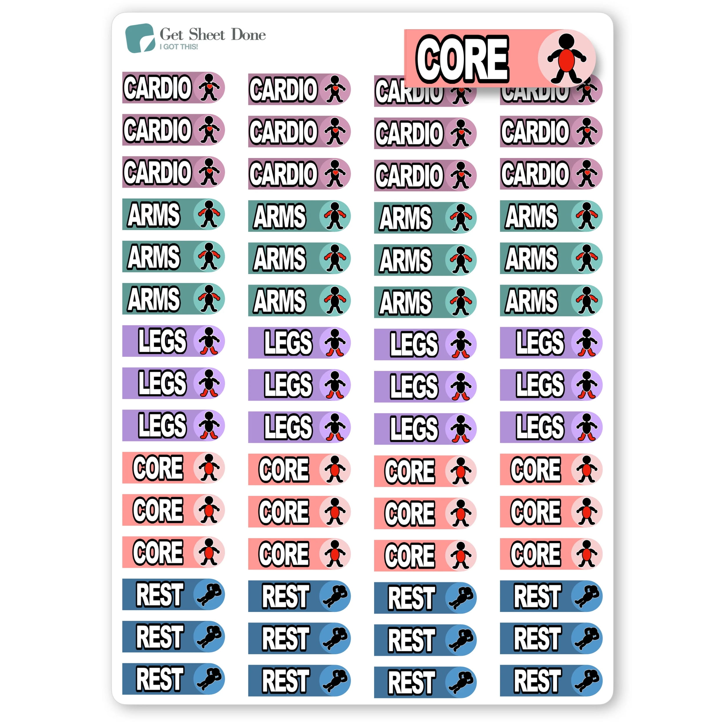 Workout Mix Planner Stickers / Appointments Reminder Stickers/ Health ...