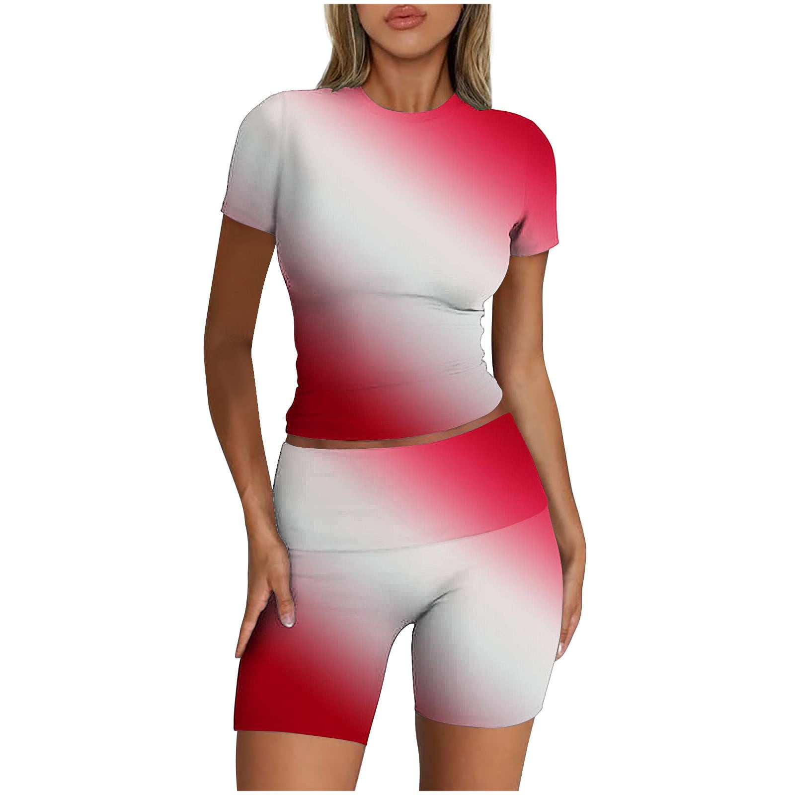 Workout Outfits for Women 2 Piece Set Plus Size Summer Yoga Stretch Set ...