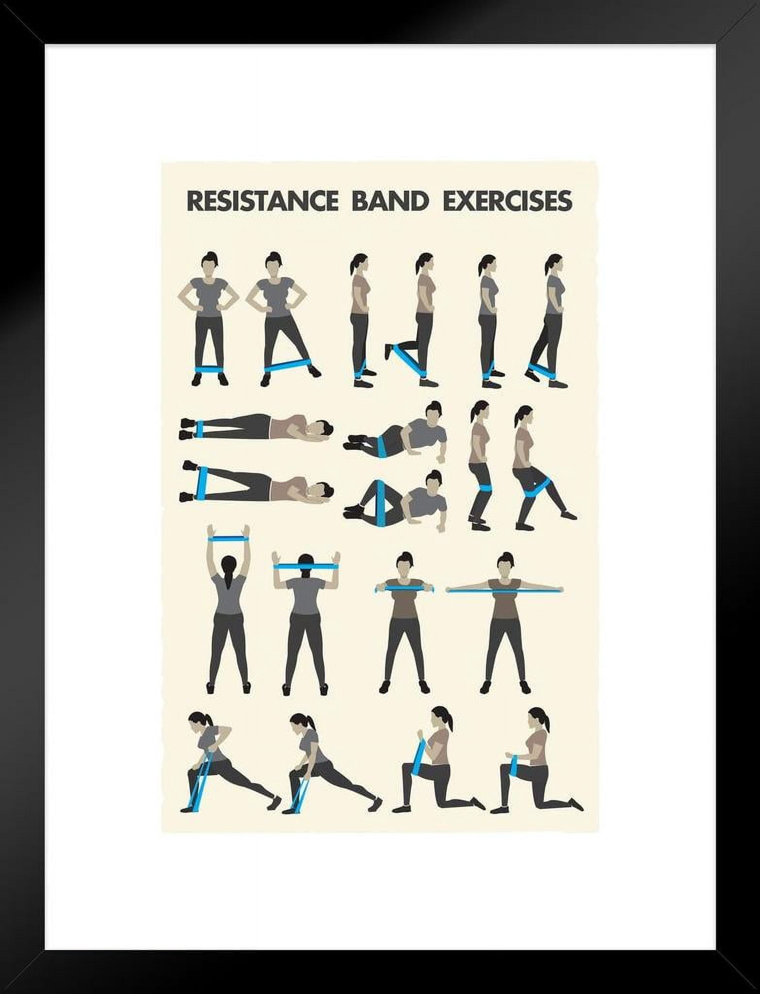 Workout Posters For Home Gym Resistance Bands Training Exercise Chart ...