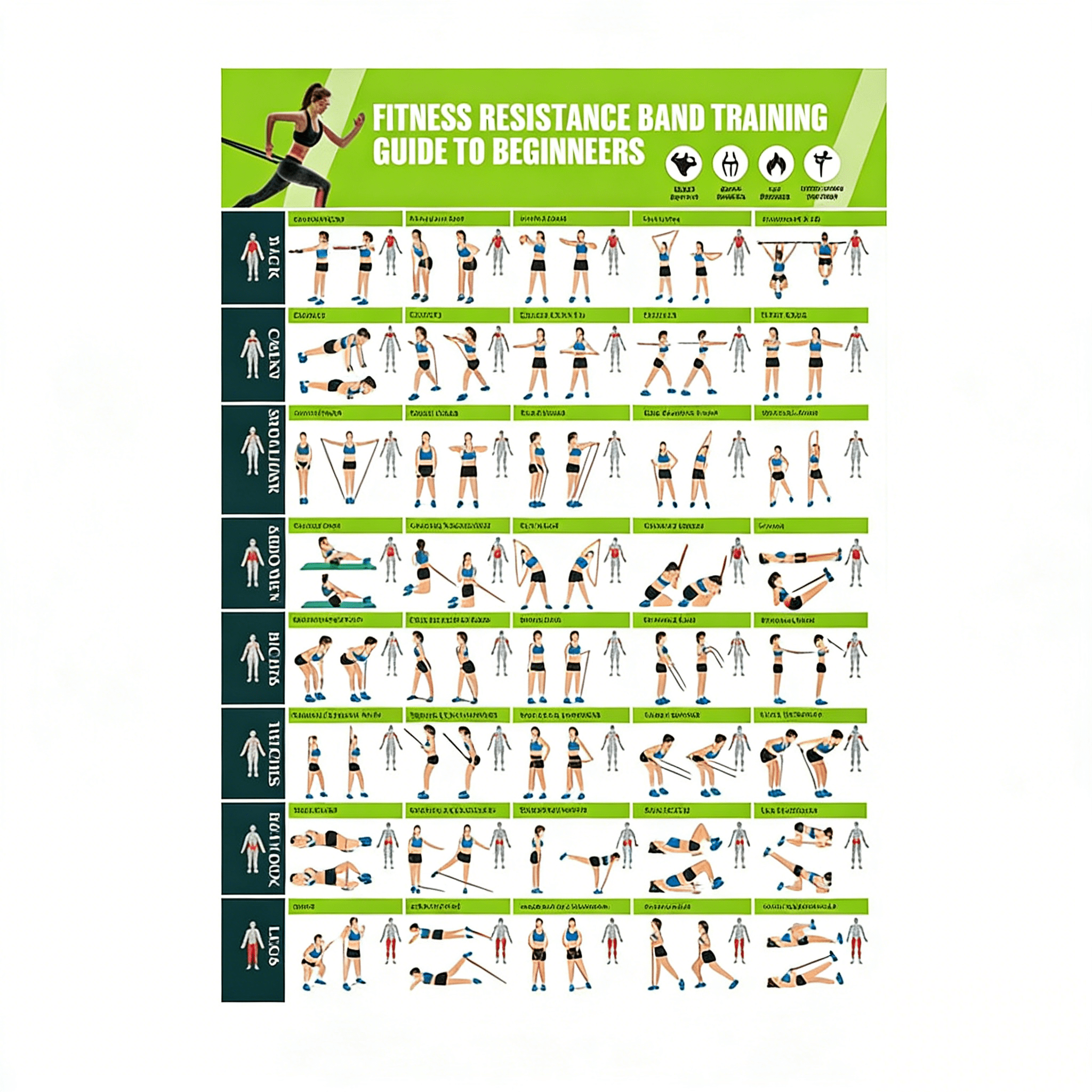 Workout Posters,Resistance Band Workout Poster - Laminated Home Gym ...