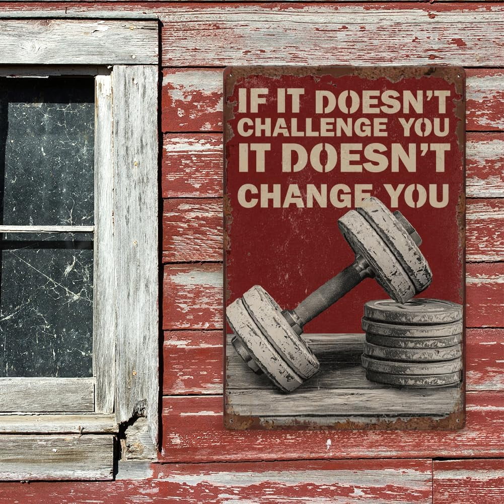 Workout Room Decor Gym Motivational Sign If It Doesn't Challenge You It ...