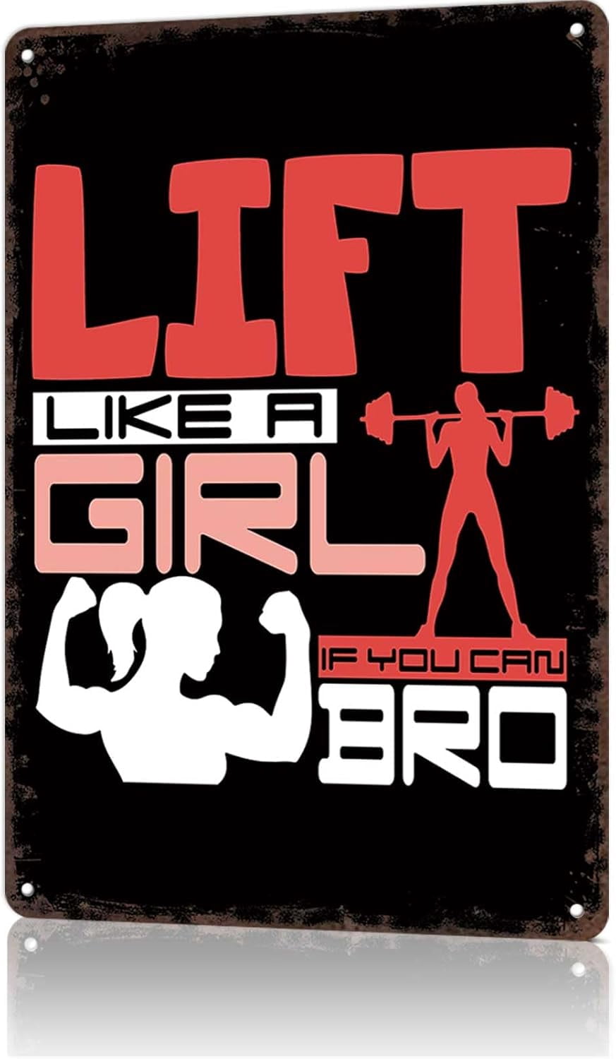 Workout Room Metal Sign Weightlifting Girl Fitness Vintage Metal Tin ...