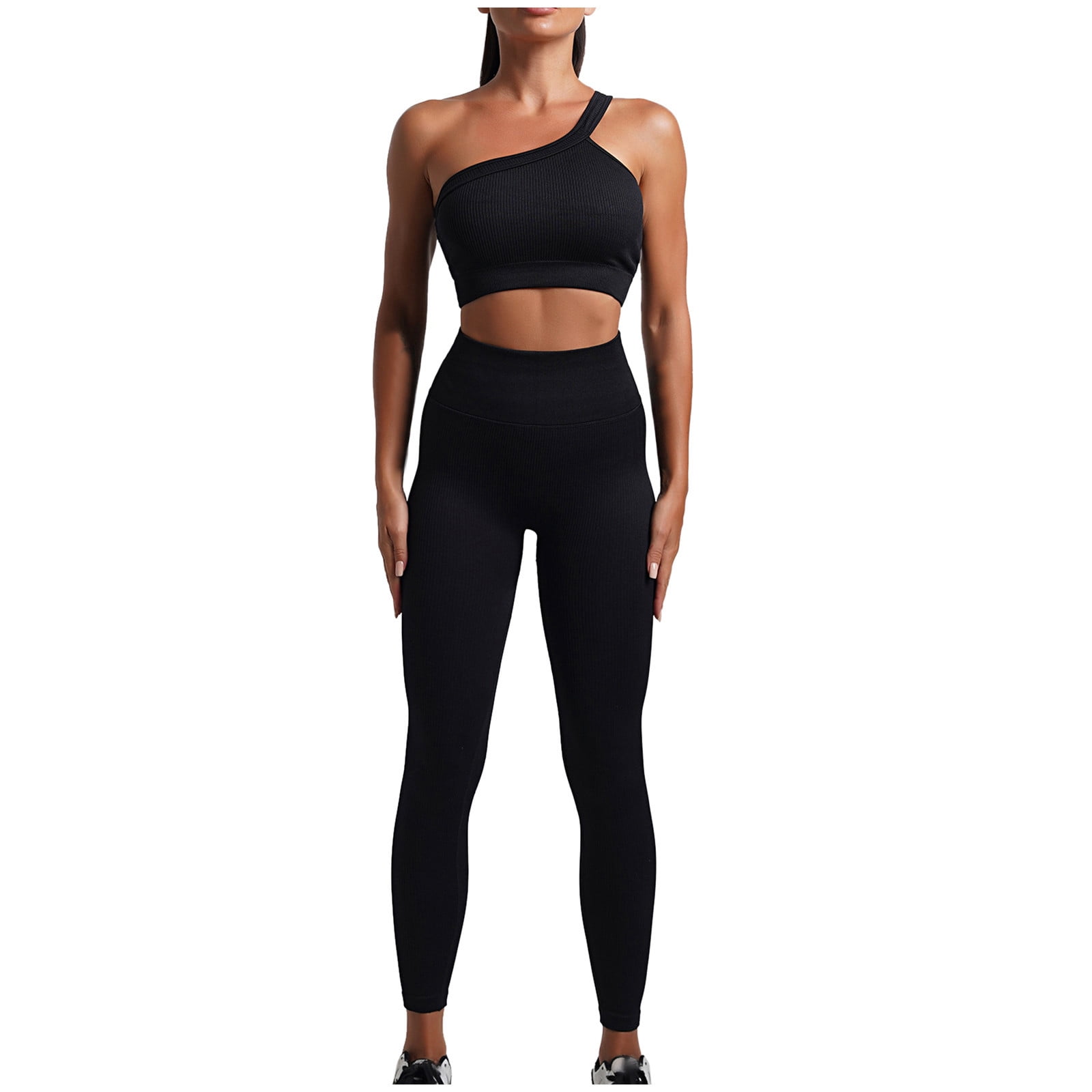 Workout Sets for Women qolati 2 Piece Yoga Outfits Ribbed Seamless One ...