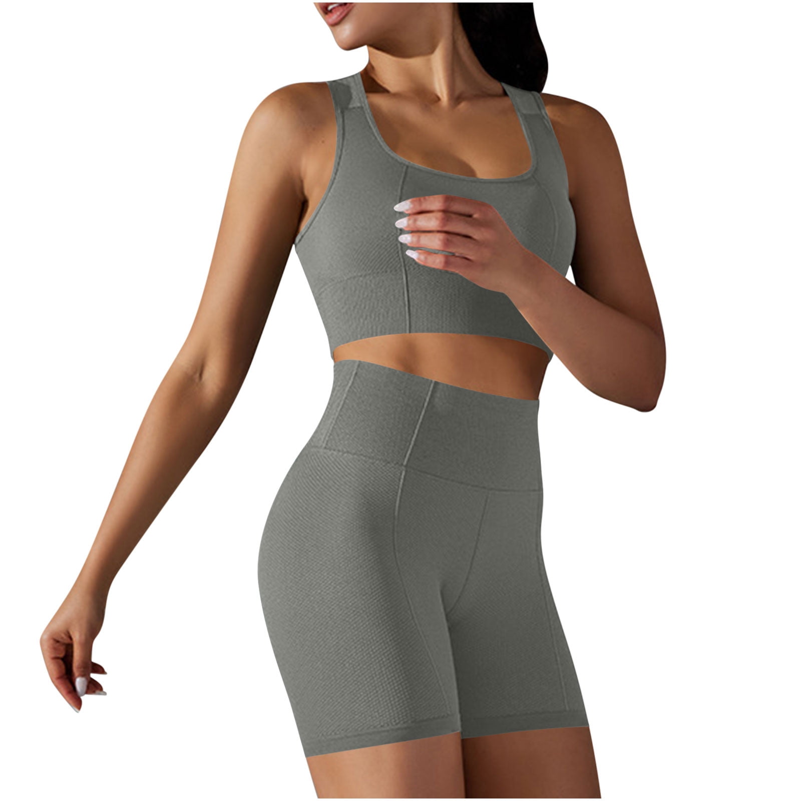 Workout Sets for Women qolati 2 Piece Sweatsuit High Waisted Seamless ...