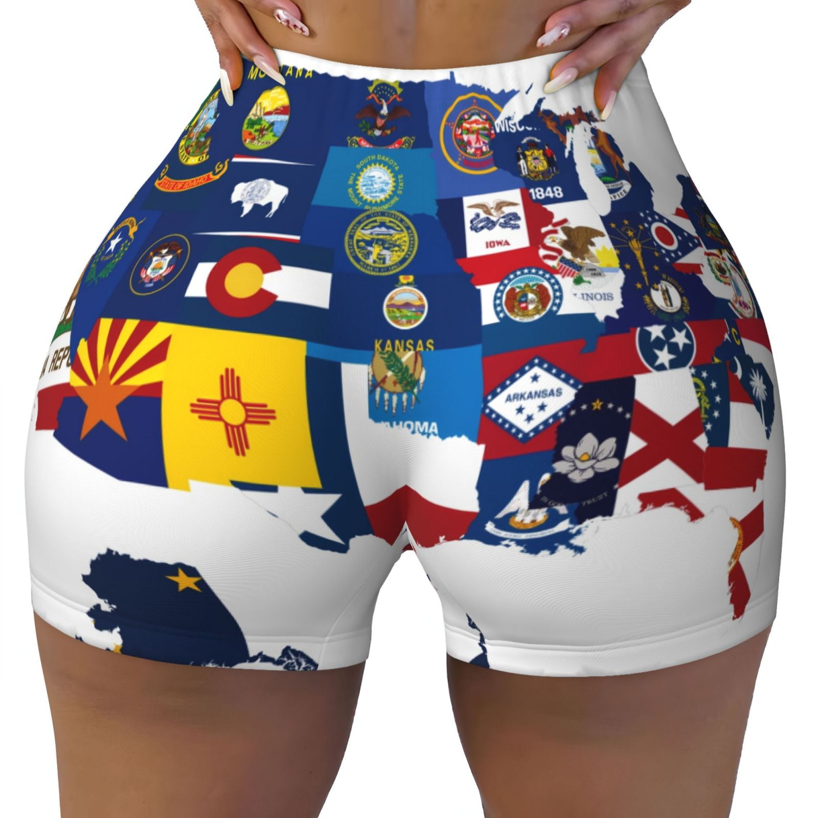 Workout Shorts Women, The Map Of United States Biker Shorts for Women ...