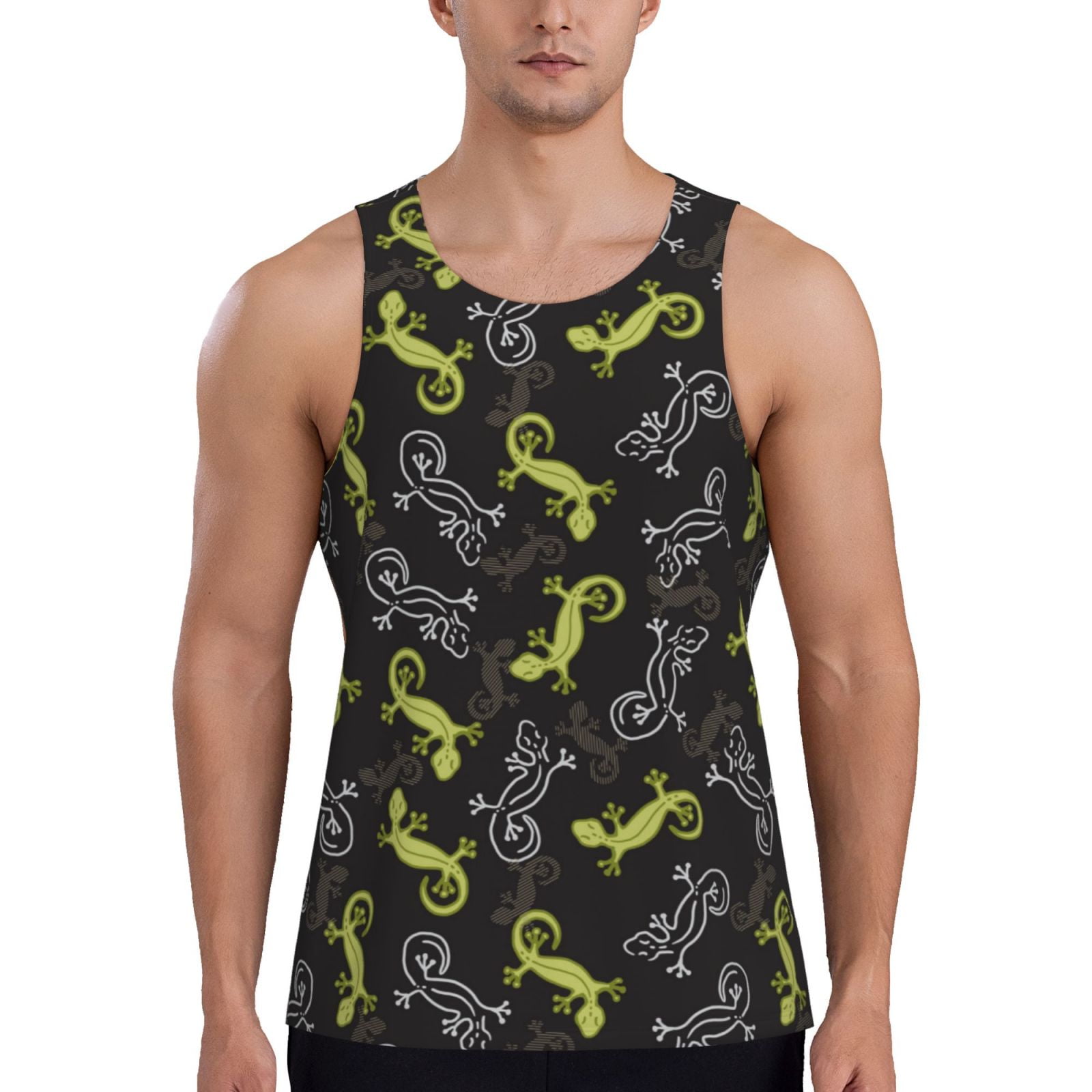 Workout Tank Tops Men, Cartoon Cute Lizard Gecko_A Quick Dry Sleeveless ...