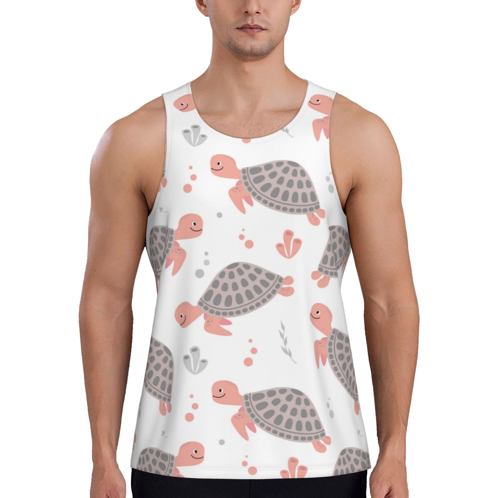 Workout Tank Tops Men, Cartoon Sea Turtles Quick Dry Sleeveless Shirt ...