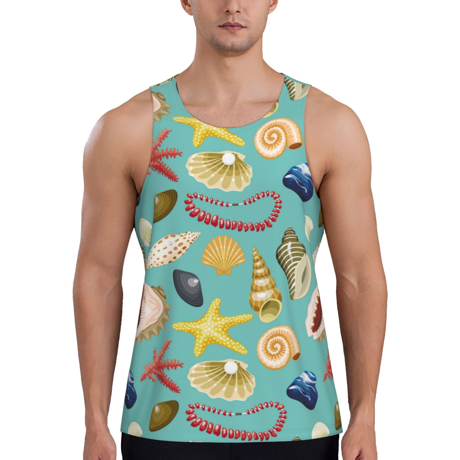 Workout Tank Tops Men, Conch Shells Print No.9020 Quick Dry Sleeveless ...