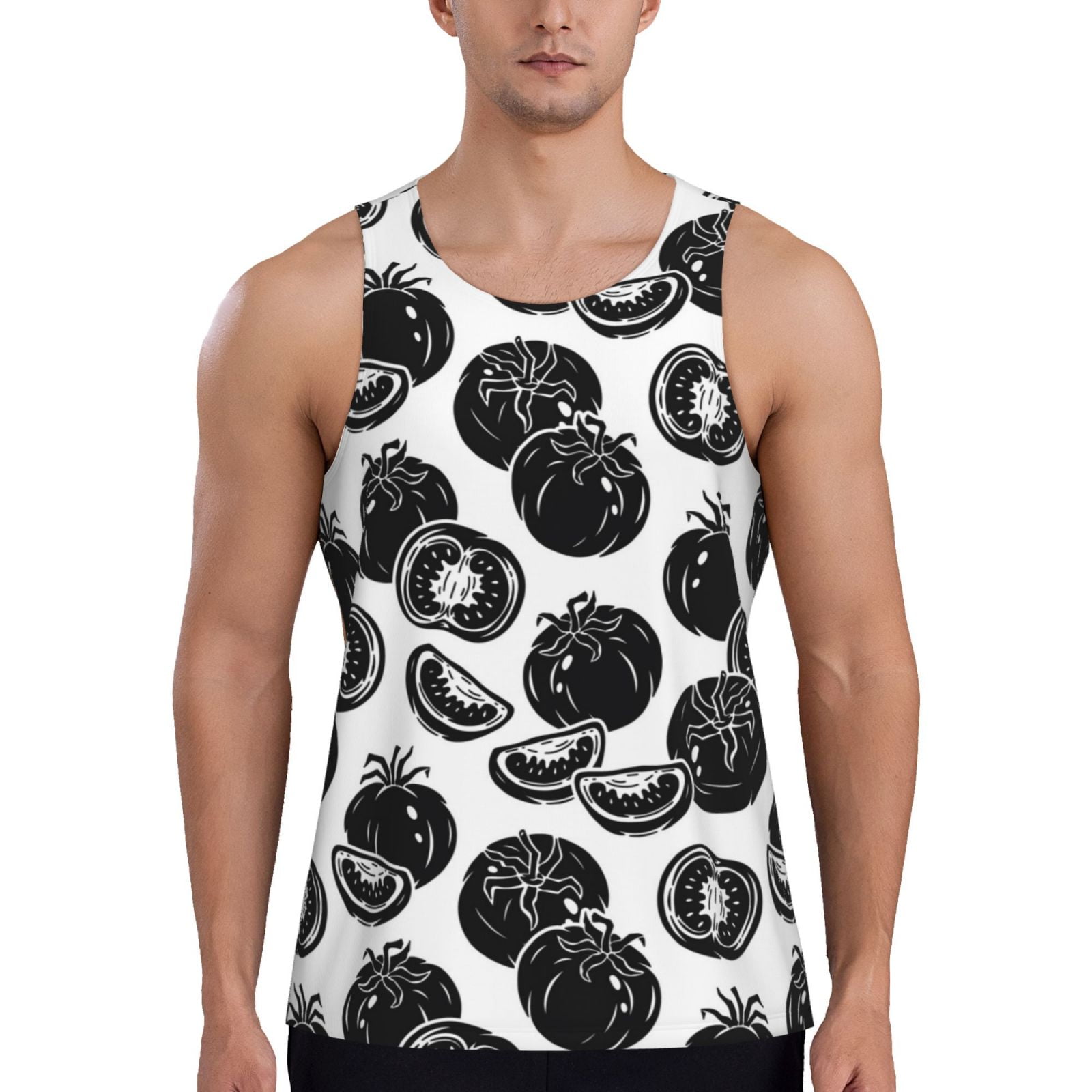 Workout Tank Tops Men, Cute Black Tomato Quick Dry Sleeveless Shirt For ...