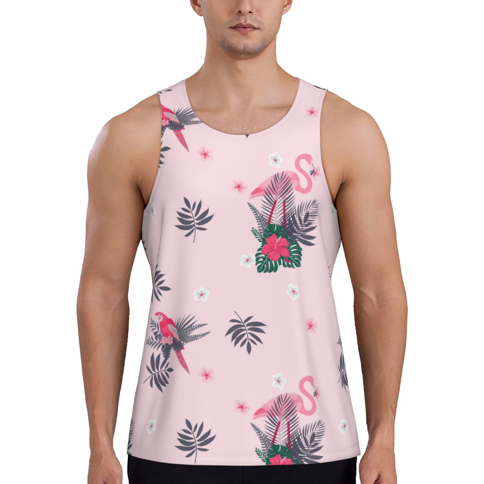 Workout Tank Tops Men, Cute Cartoon Parrot Flamingo Flower Quick Dry ...