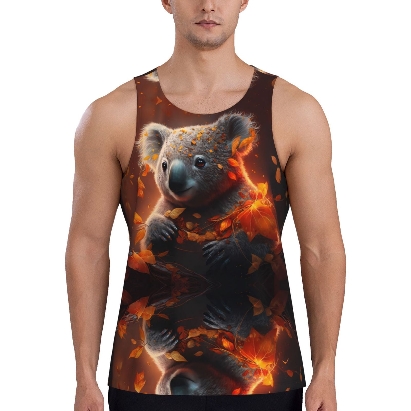 Workout Tank Tops Men, Cute Maple Leaf Koala Quick Dry Sleeveless Shirt ...