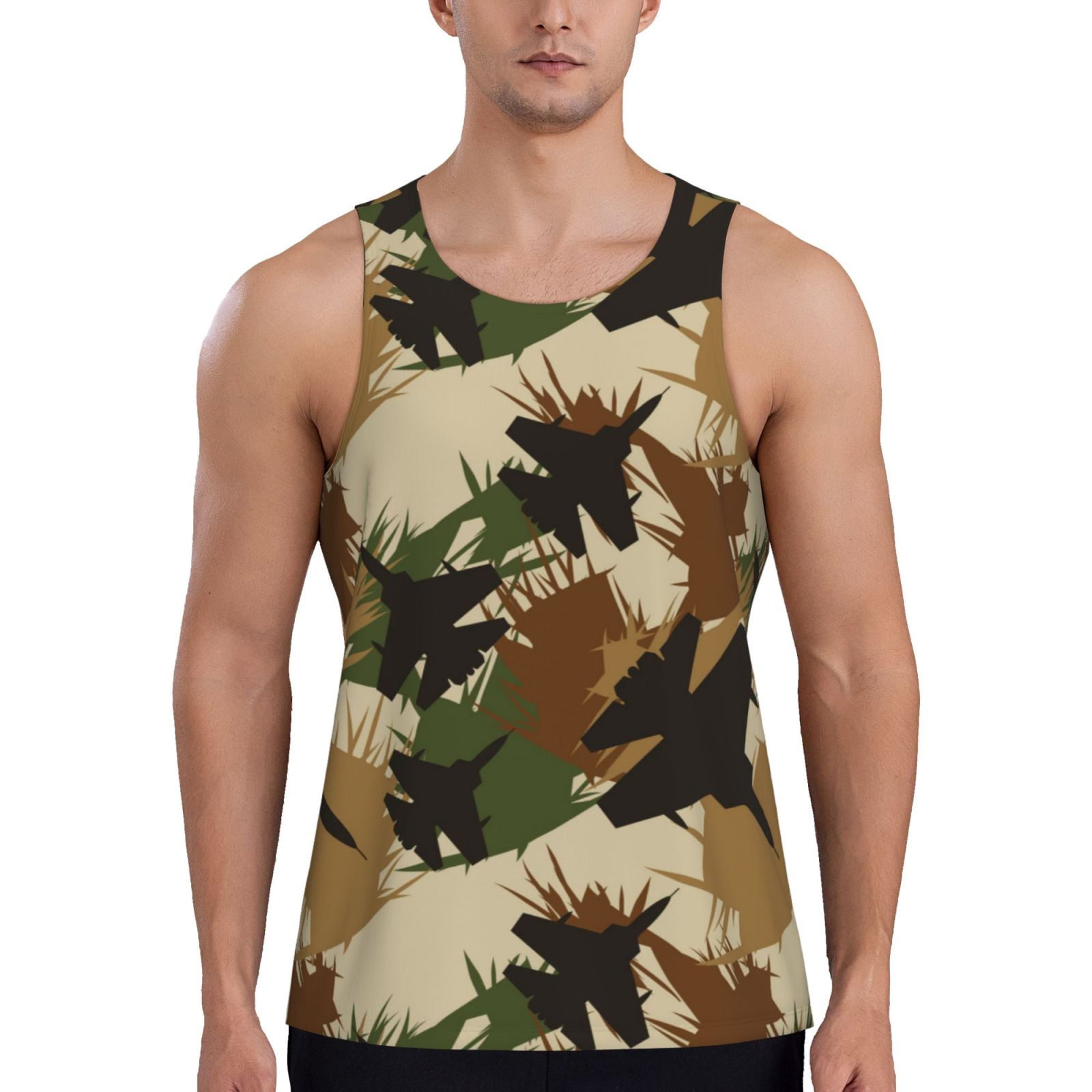 Workout Tank Tops for Men - Aircraft Camouflage Quick Dry Muscle ...