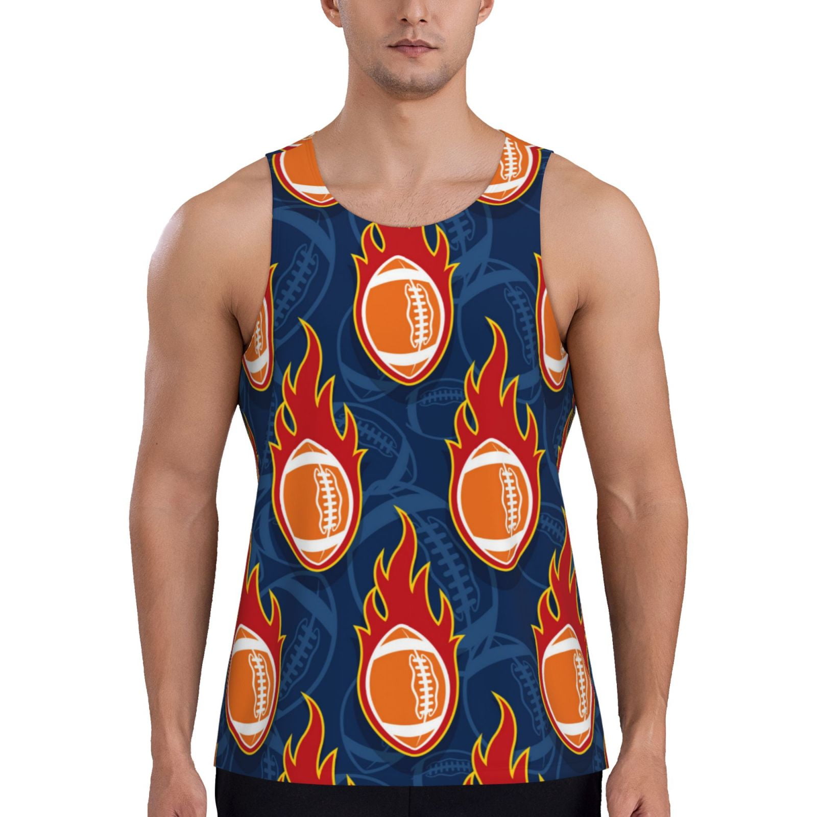 Workout Tank Tops for Men - American Football Fire Flames Quick Dry ...