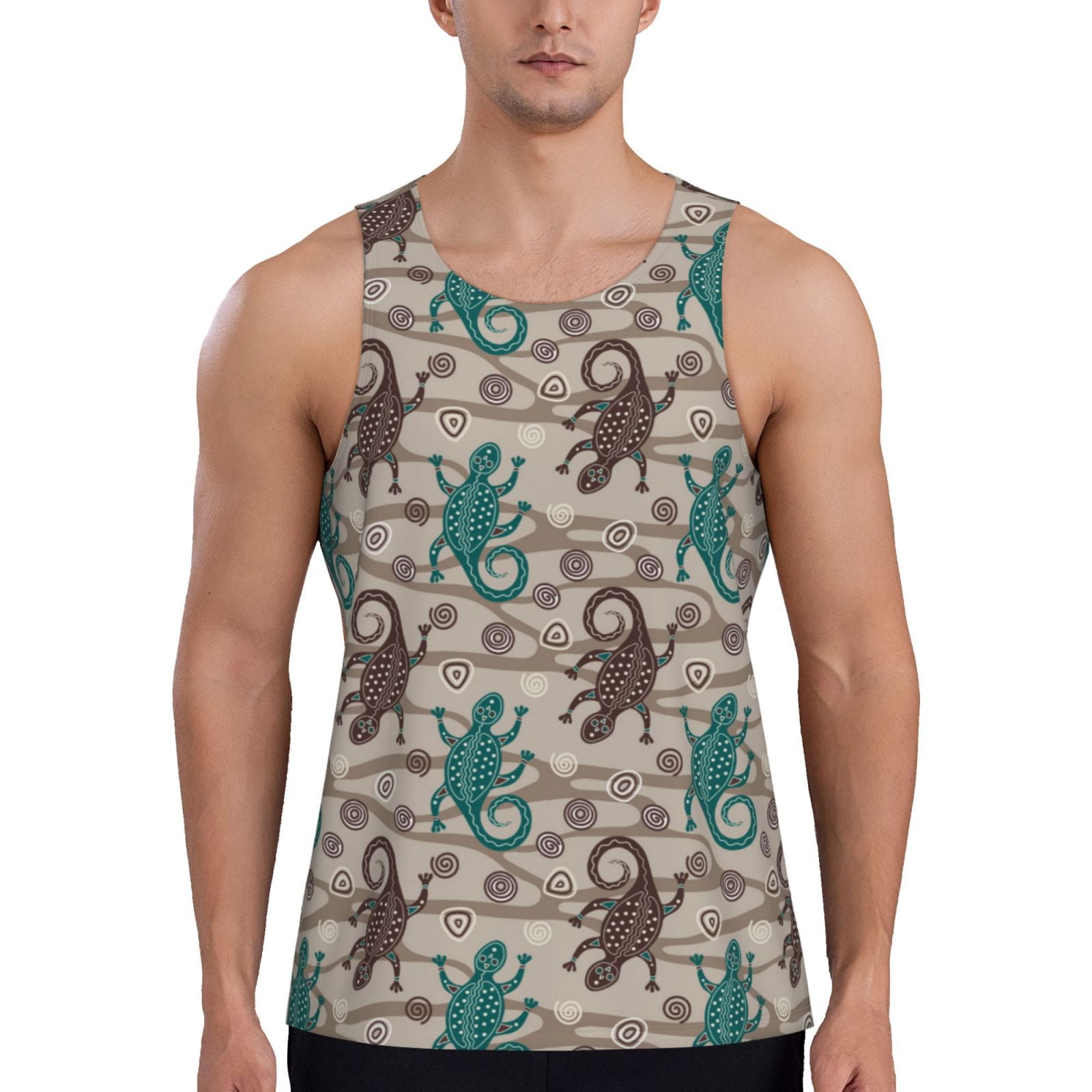 Workout Tank Tops for Men - Artsy Cute Gecko Lizard Quick Dry Muscle ...