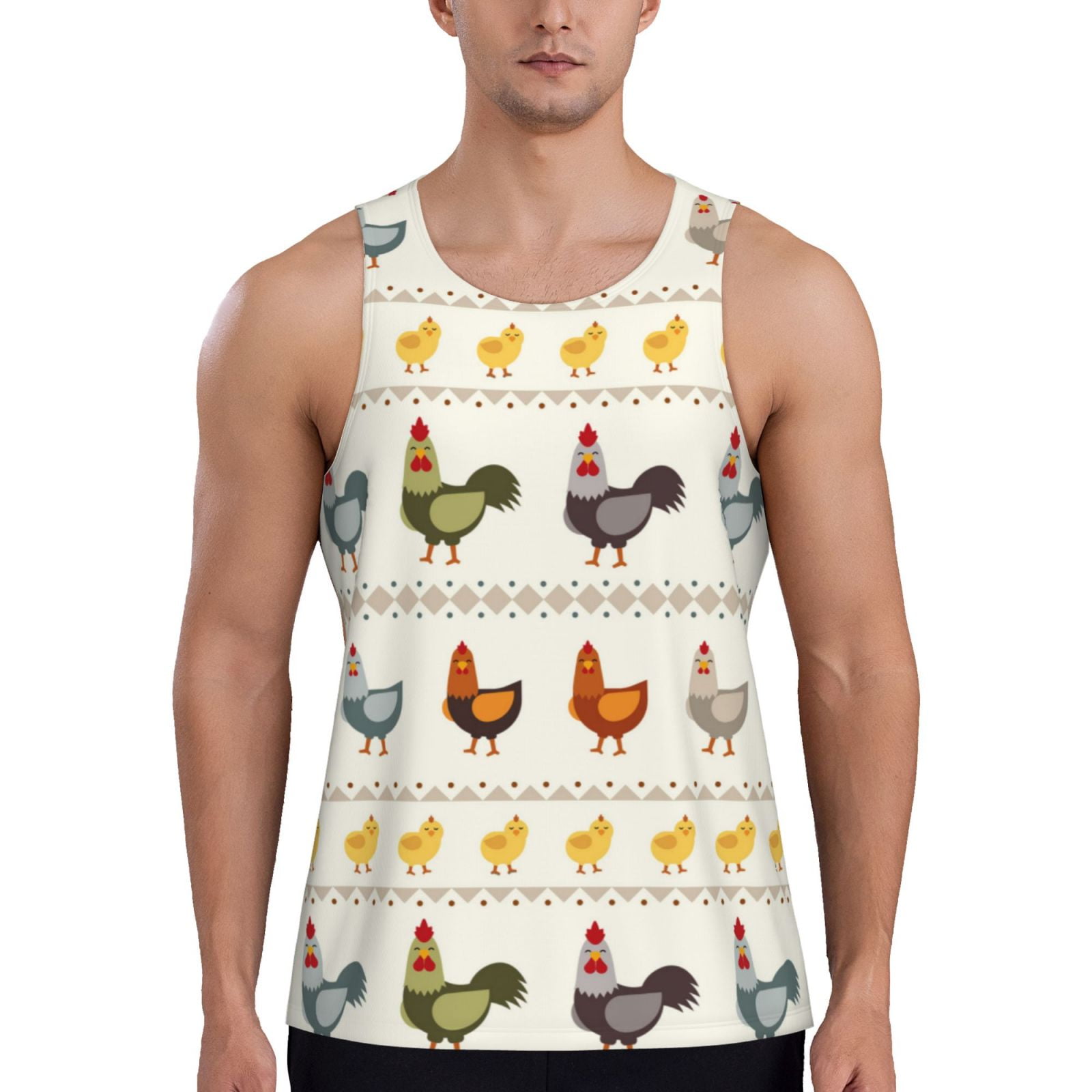 Workout Tank Tops for Men - Cartoon Cute Rooster Chick Quick Dry Muscle ...