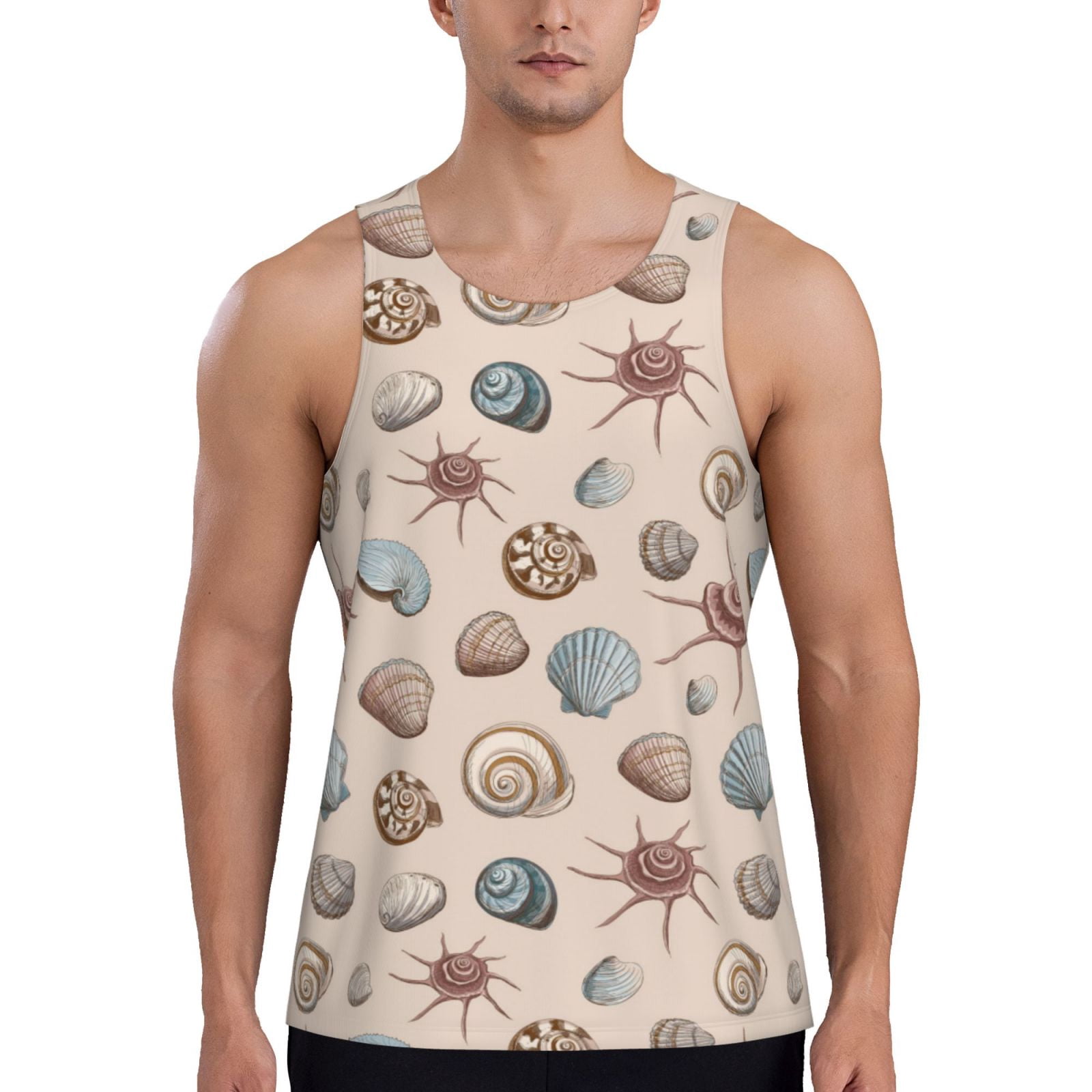 Workout Tank Tops for Men - Conch Shells Print No.9013 Quick Dry ...