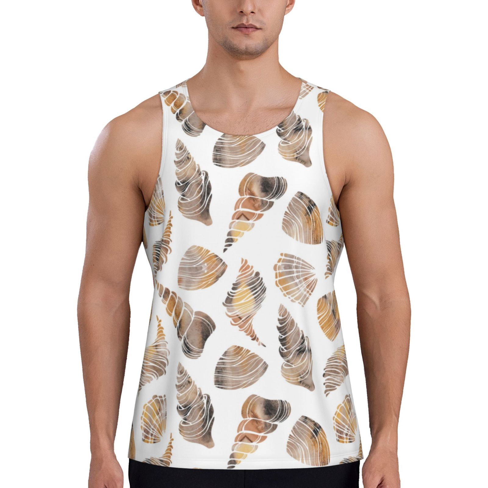 Workout Tank Tops for Men - Conch Shells Print No.9018 Quick Dry Muscle ...